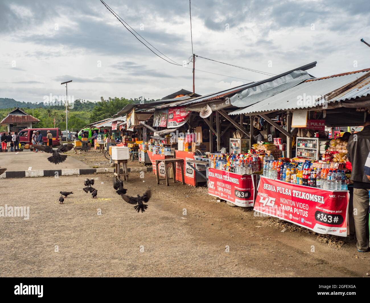 Ambon, Indonesia - February 15, 2018: Small market in the port of ...