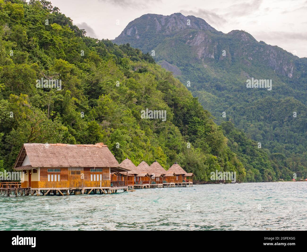 Ora Beach, Indonesia - February 14, 2018: Houses on the water in Ora ...