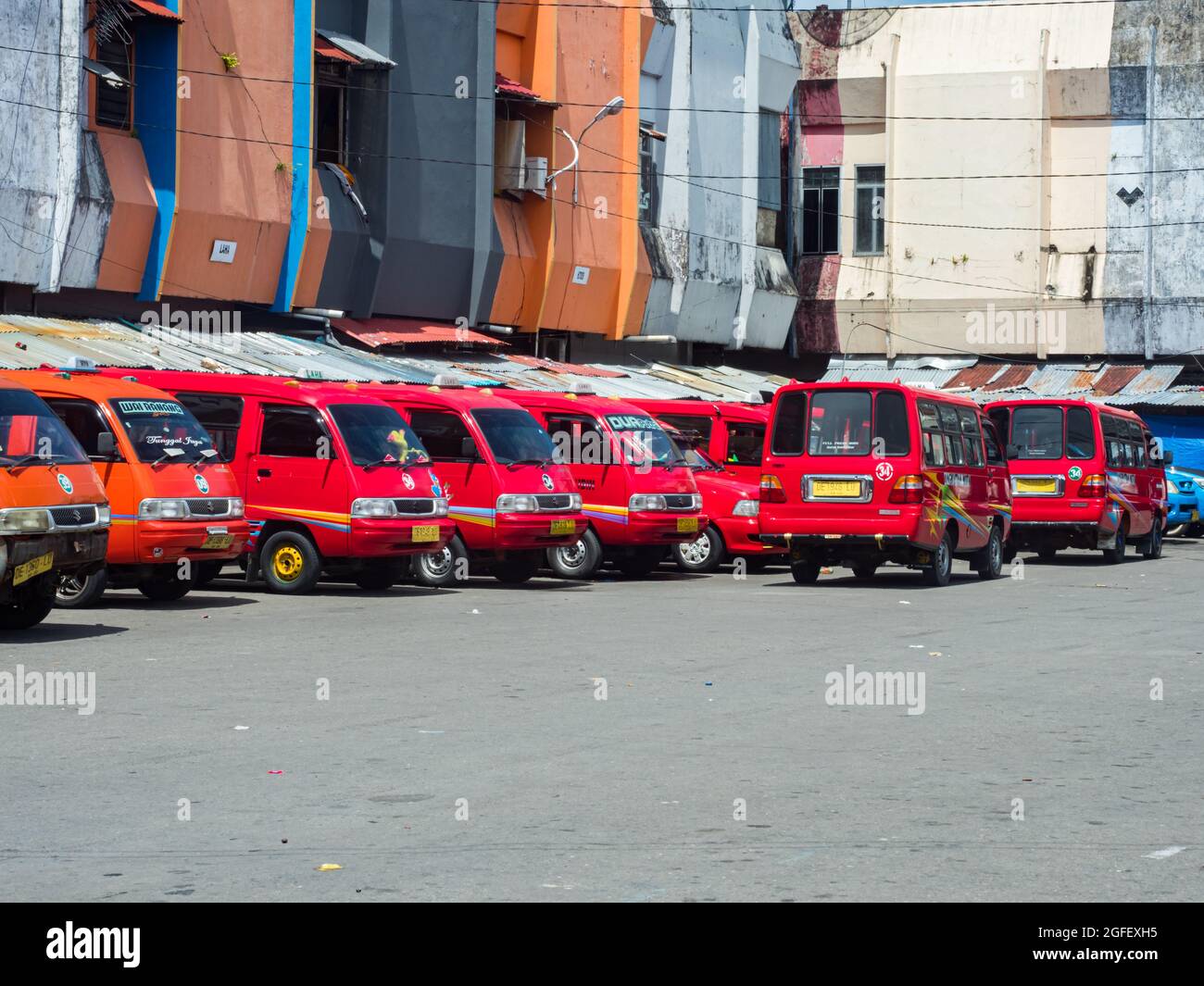 Ambon, Indonesia - February 2018: Angkot, Public transport vehicles in ...