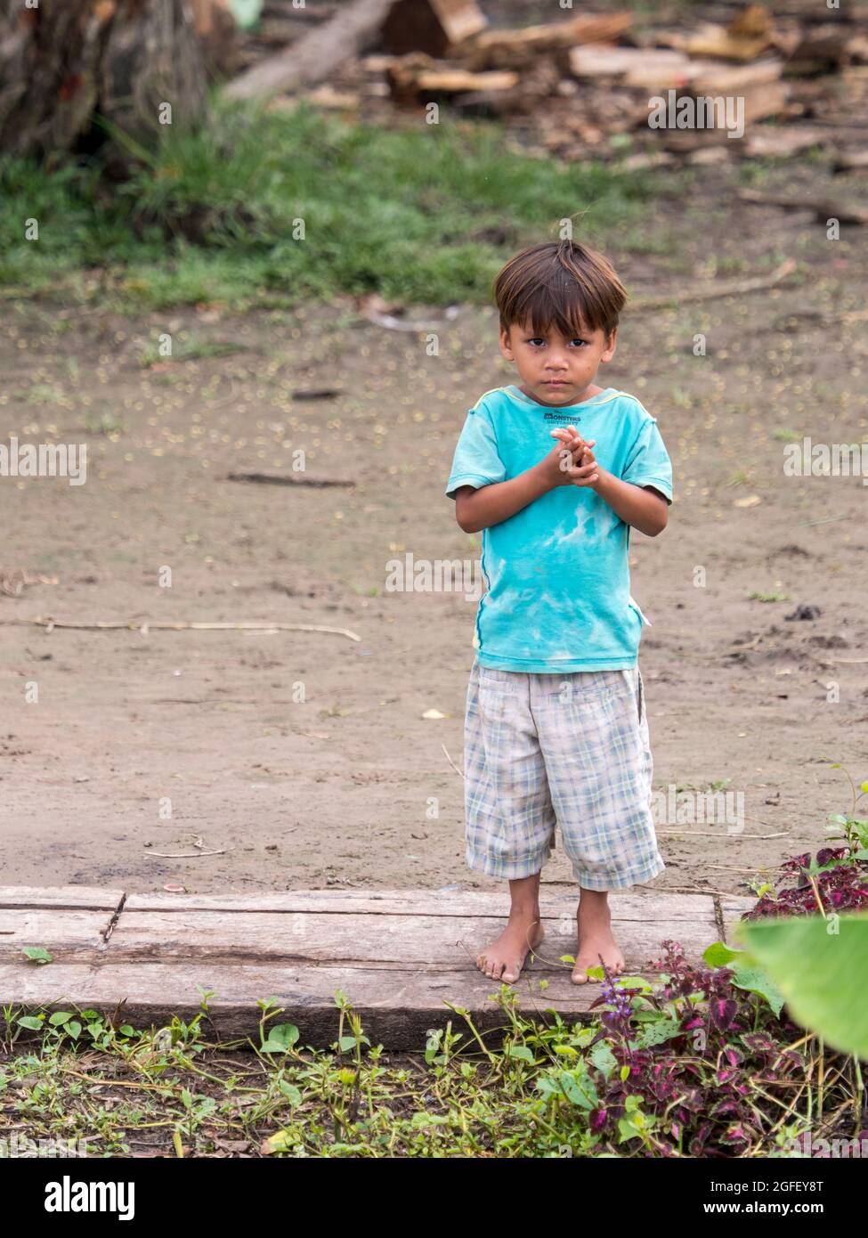 Amazonia. Latin America - Sep 2017: Portrait of a boy, a local ...