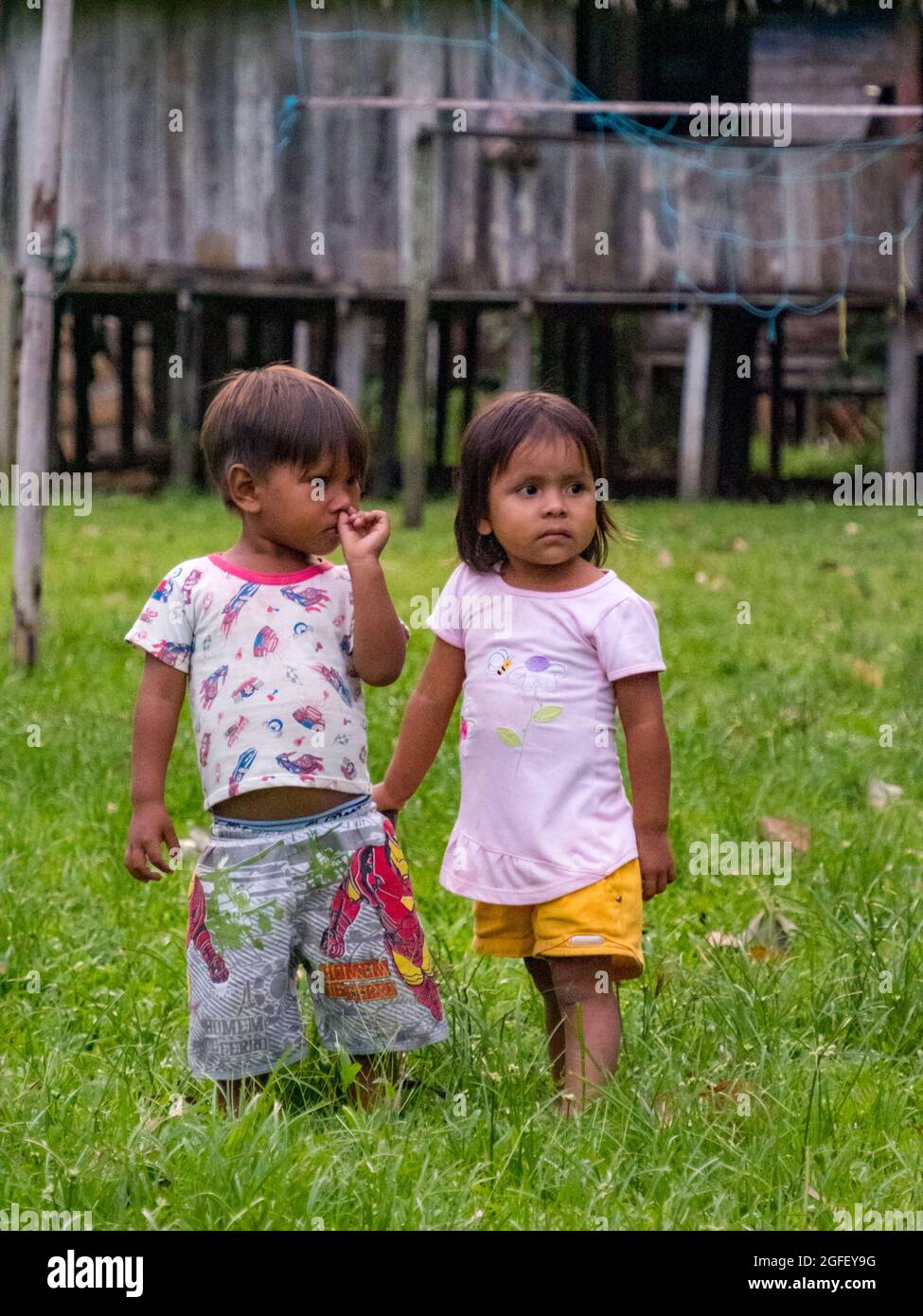 Santa Rita, Peru - Dec 2019: Portrait of a girl and boy, a local ...