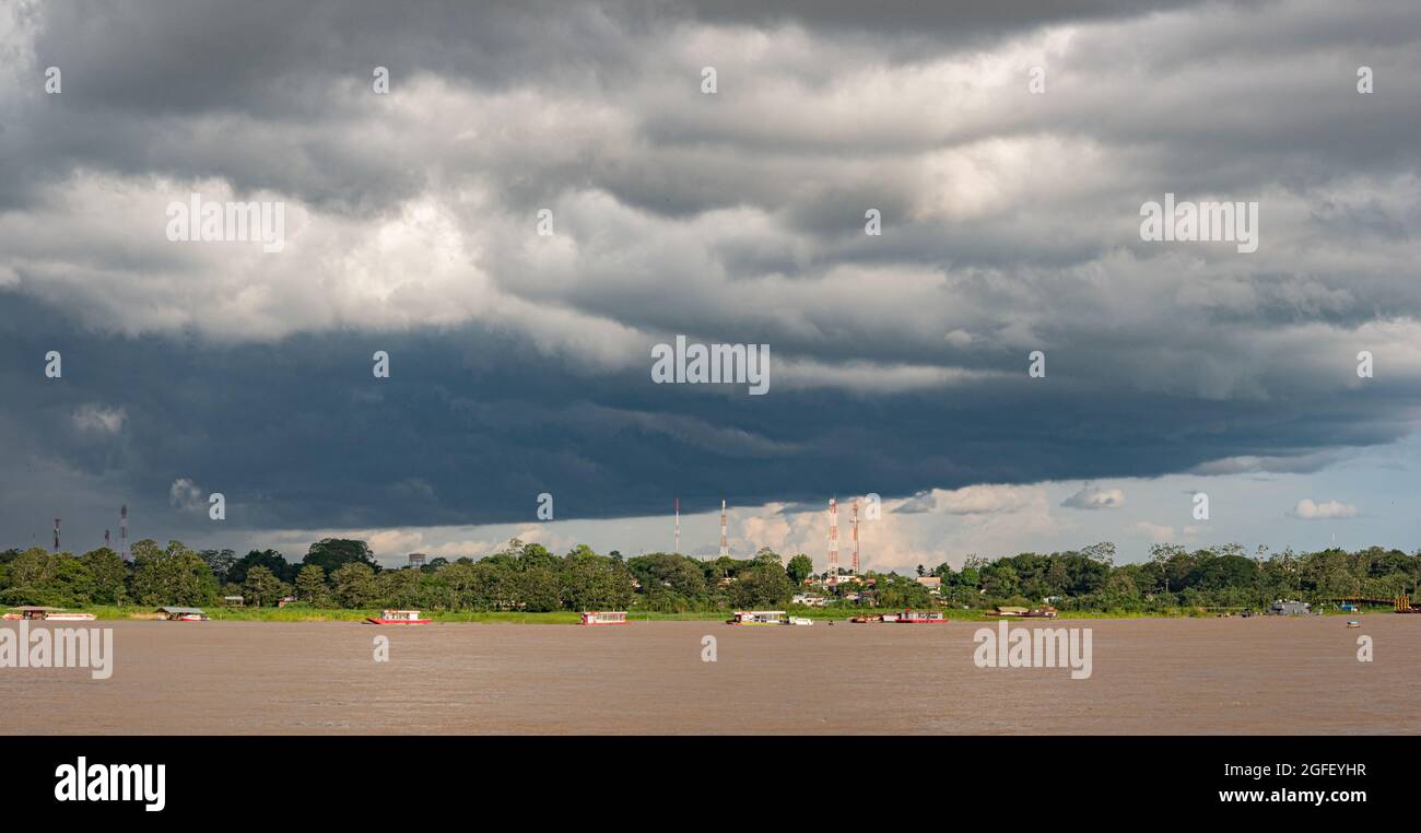 Storm clouds over the Amazon river in the rainforests - green lungs of ...