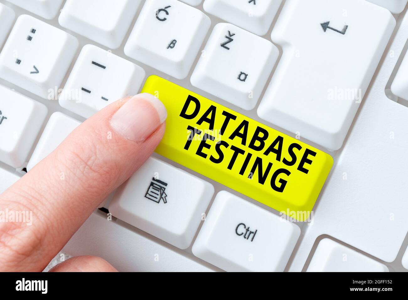 Hand writing sign Database Testing. Business showcase involves the ...