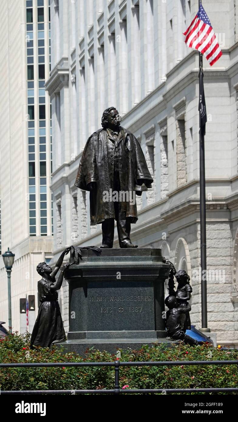 Henry Ward Beecher monument in downtown Brooklyn NYC Stock Photo - Alamy