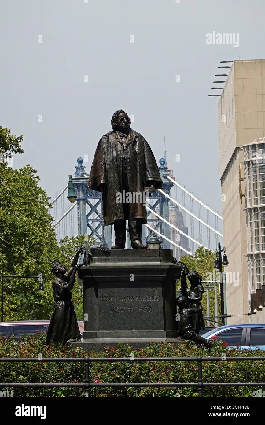 Henry Ward Beecher monument in downtown Brooklyn NYC Stock Photo - Alamy