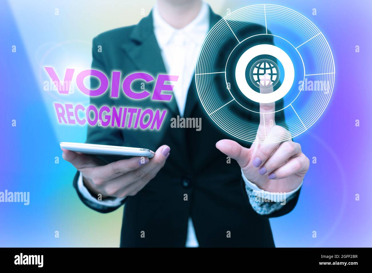 Sign displaying Voice Recognition. Business idea the control of a ...