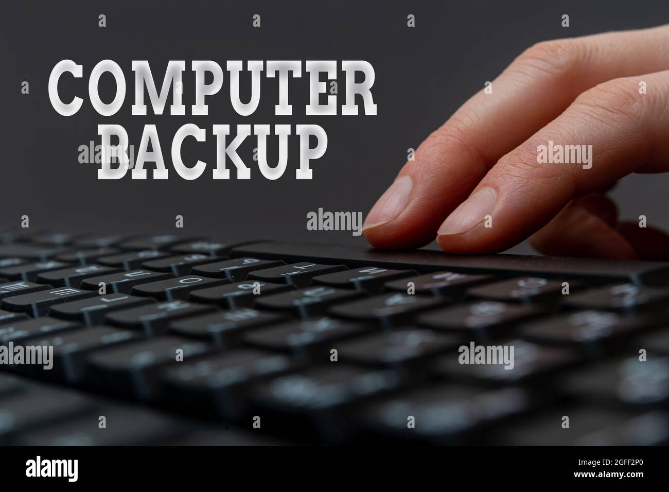 Handwriting text Computer Backup. Word Written on the act of copying of files and data onto a ...