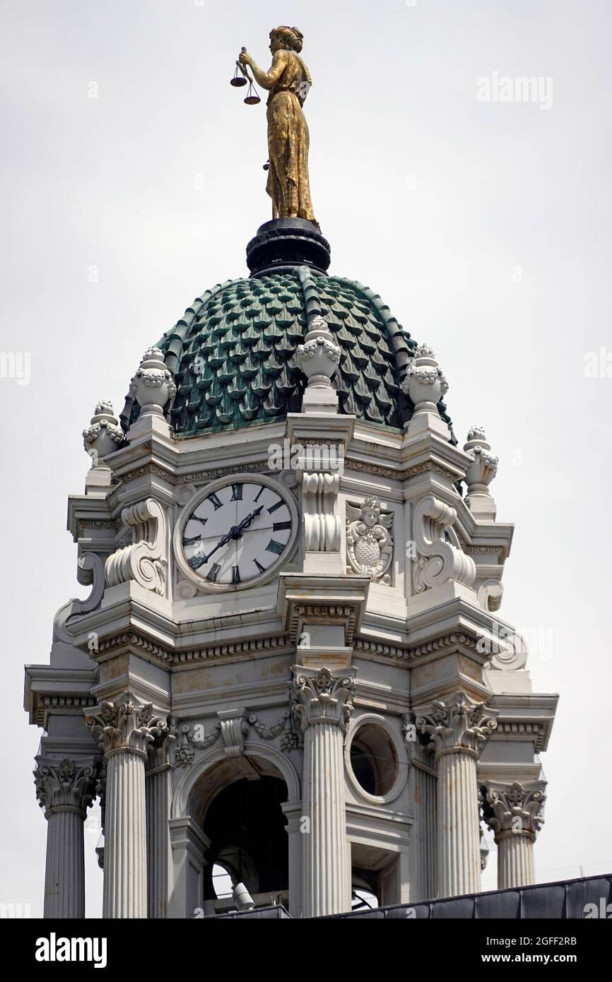 Lady Justice holding scales on top of Borough Hall building Brooklyn ...