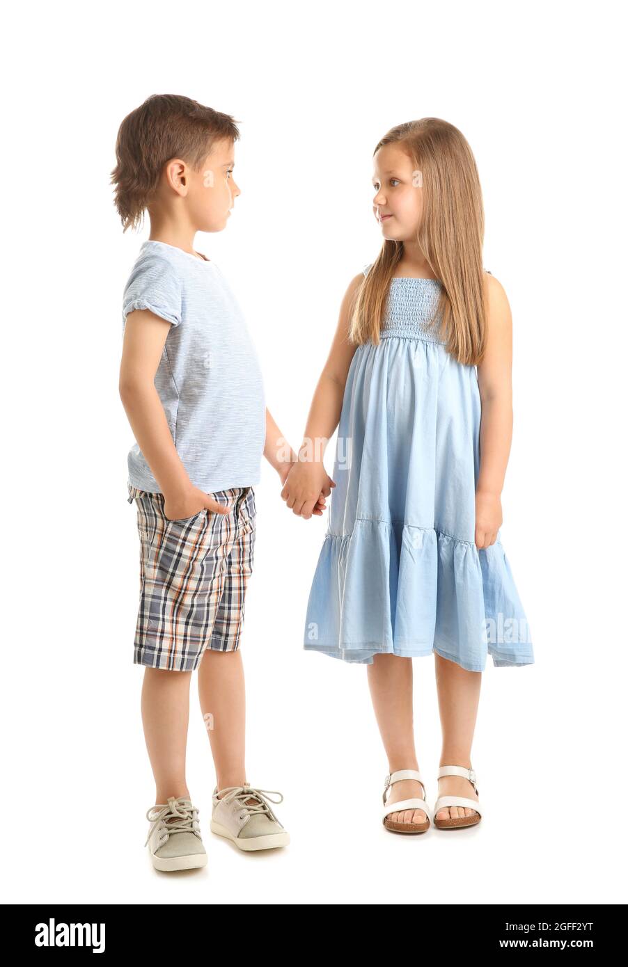 Small friendly kids, isolated on white Stock Photo - Alamy