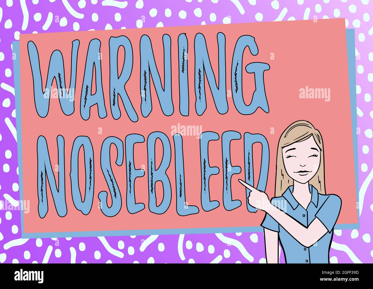 Text showing inspiration Warning Nosebleed. Word for caution on ...