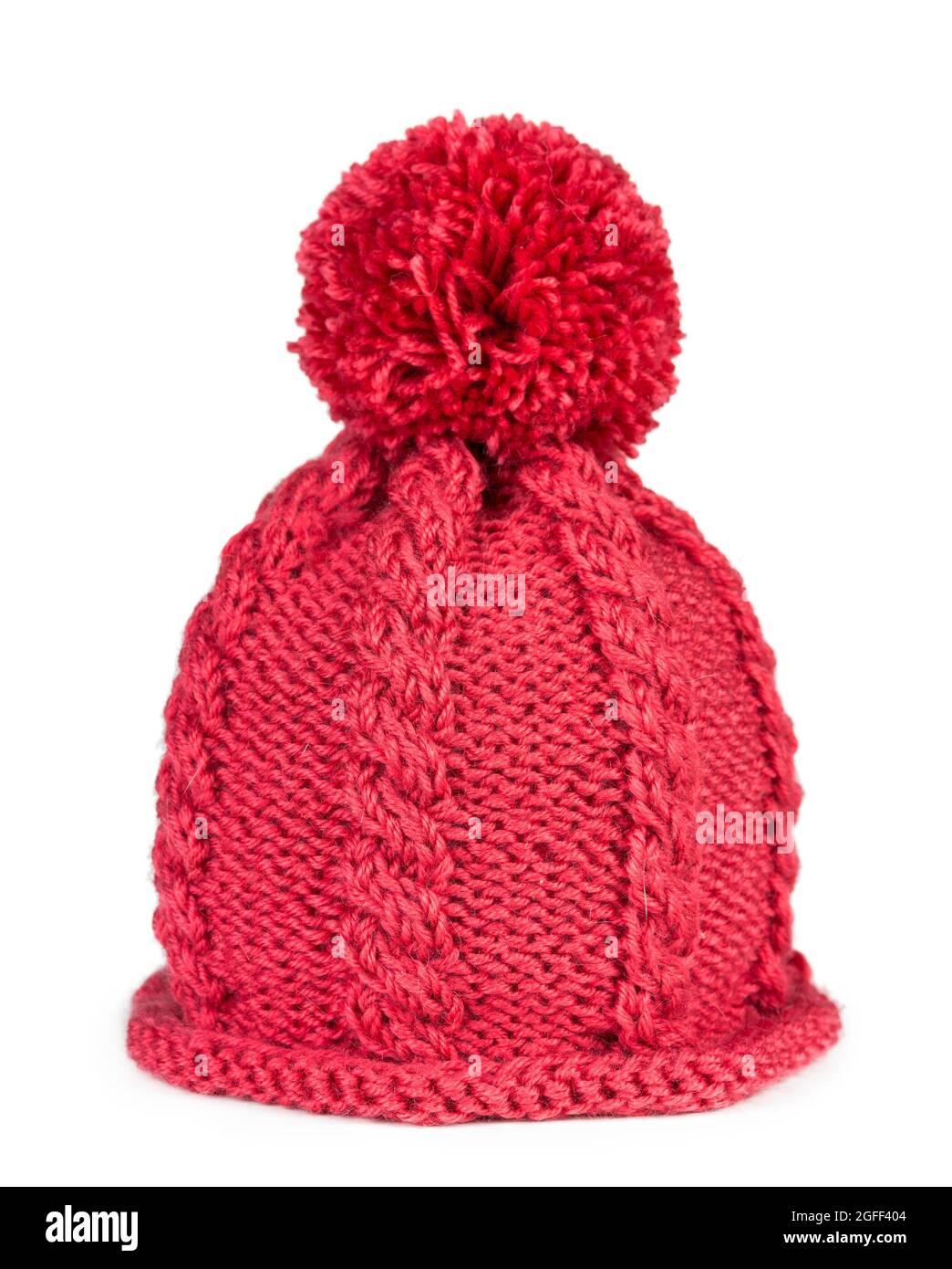 Knitted hat with a pompon isolated on white background Stock Photo - Alamy