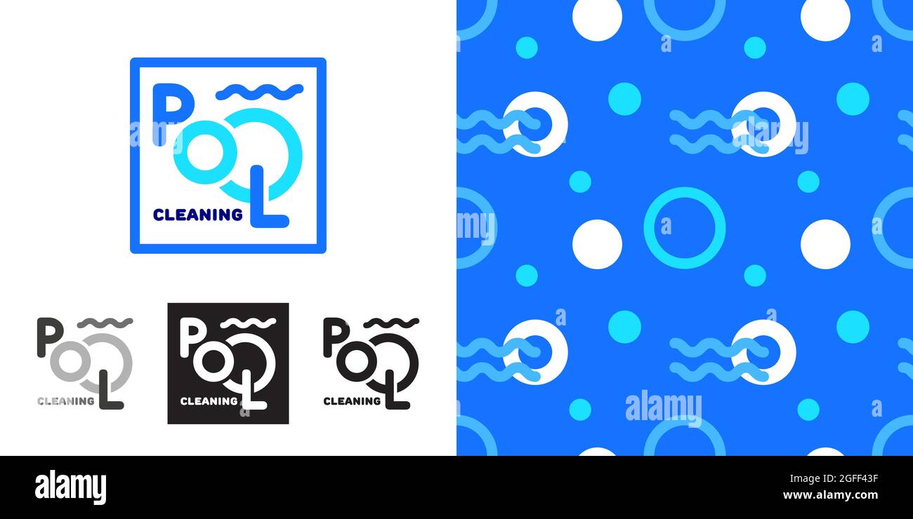 Pool cleaning. Logo or emblem. Seamless background Stock Vector Image ...