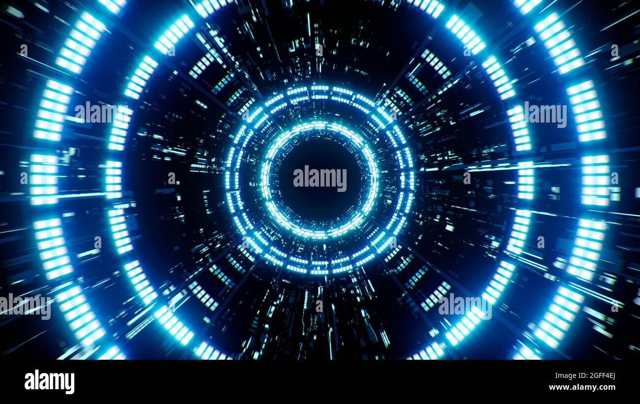 Shining Blue Circle Light Technology Sci fi Background Stock Photo - Alamy
