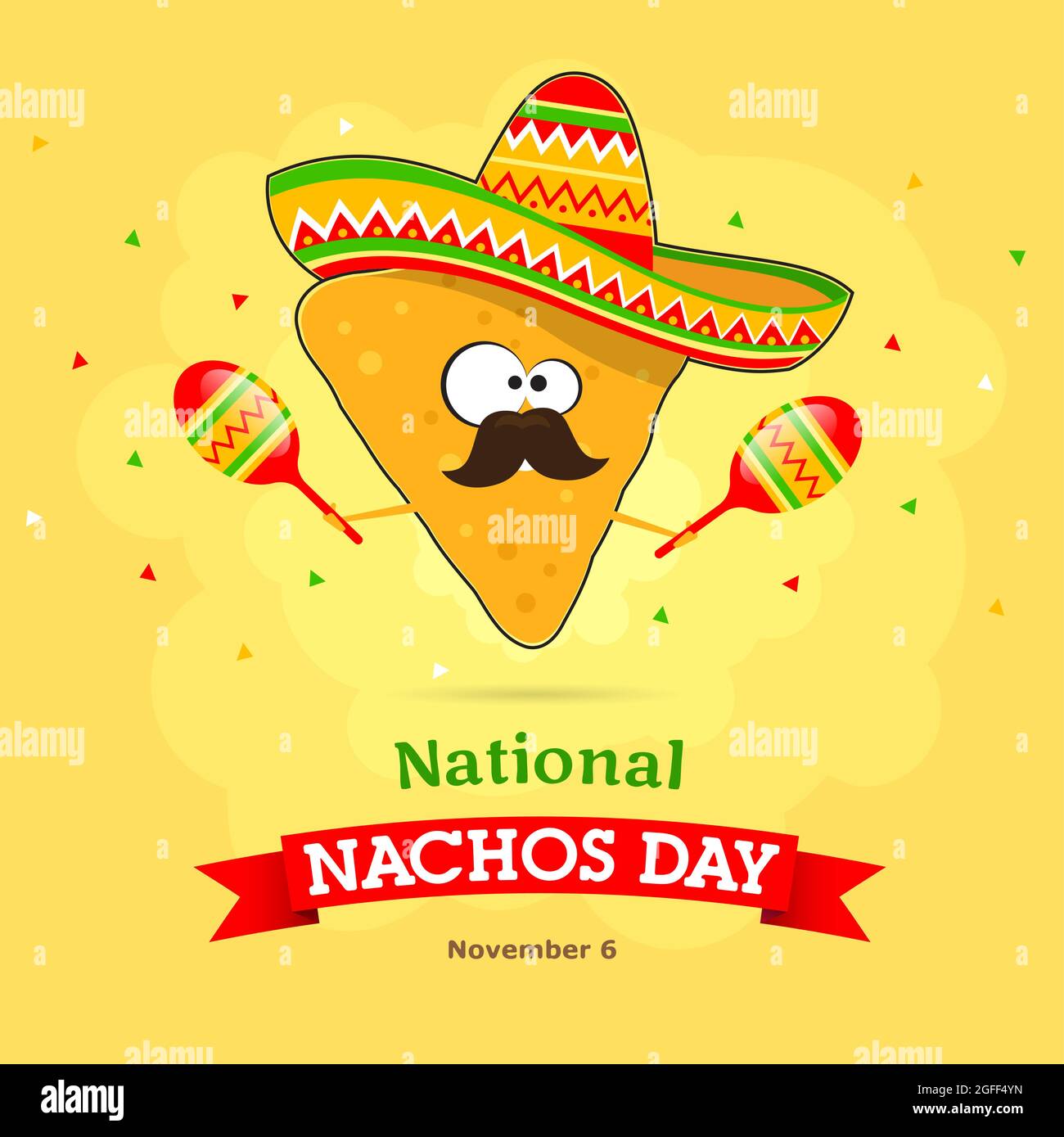 Cartoon nachos in a Mexican hat and maracas in his hands Stock Vector ...