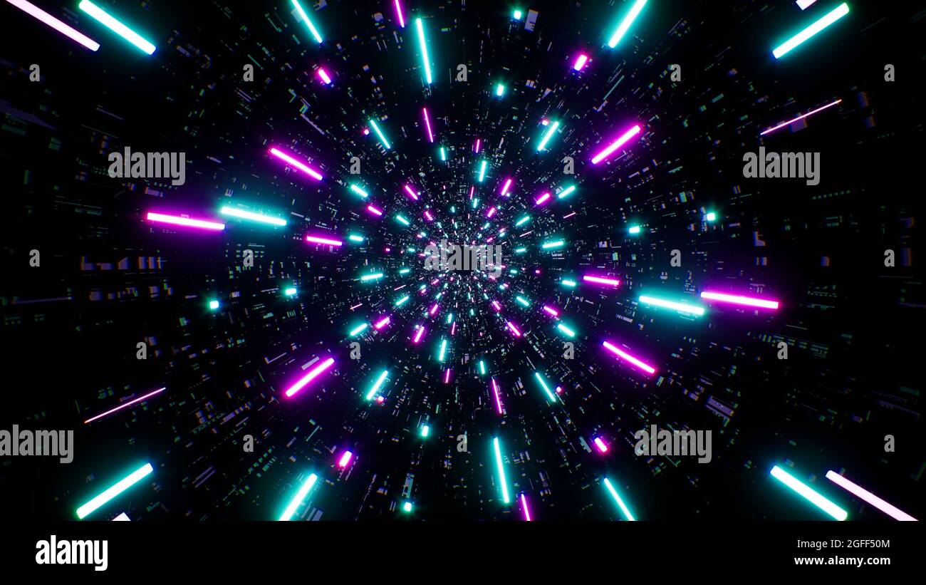 Shining Neon Light Beam Sci fi Technology Pattern Background Stock ...