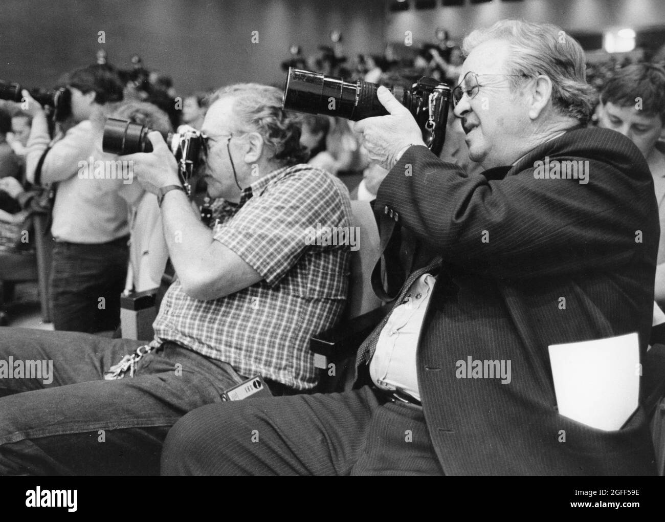 Austin Texas USA, circa 1986: Wire service photographers taking ...