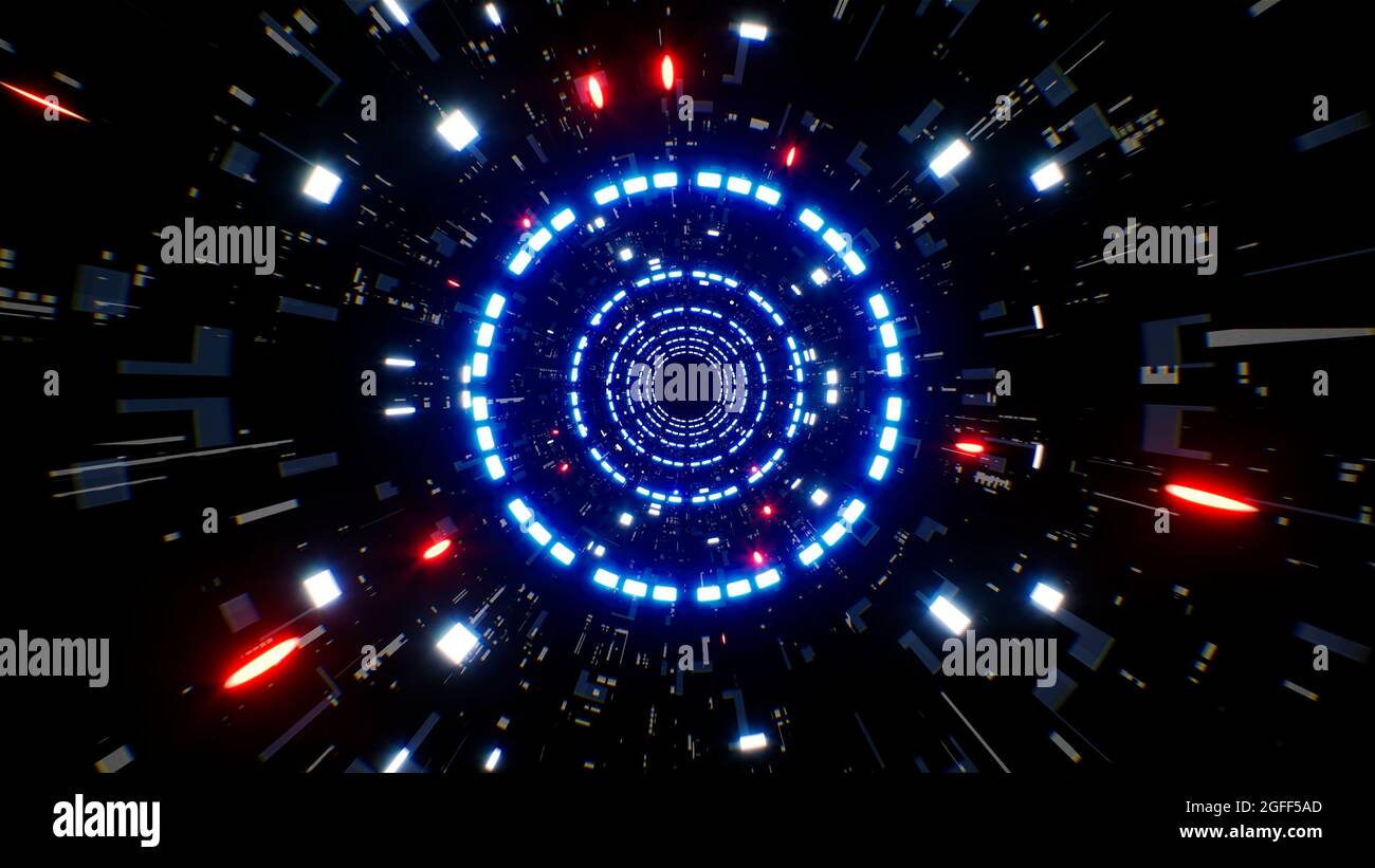 Red Glitters and Blue Circle Light Technology Background Stock Photo ...