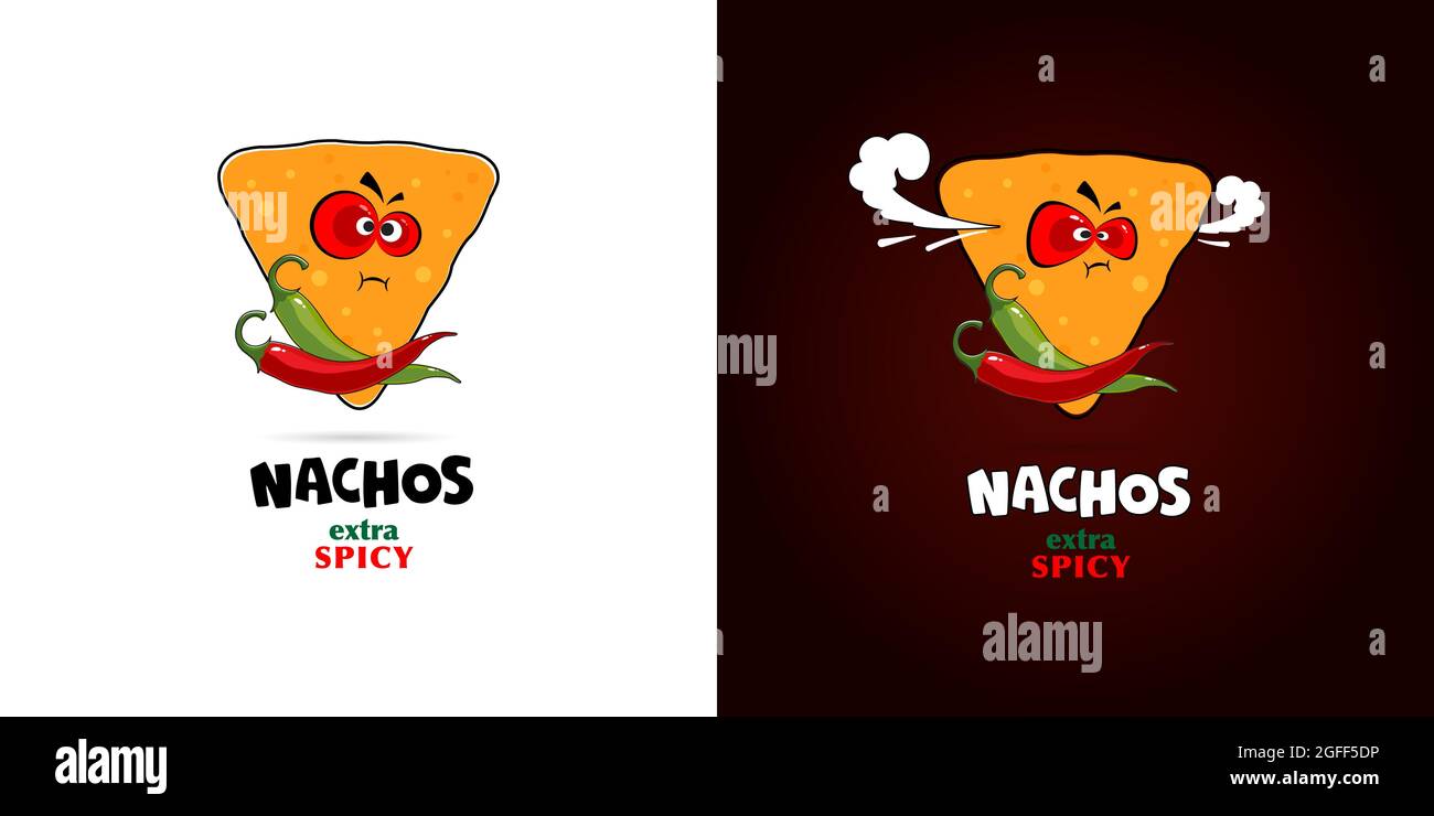 Cartoon nachos and chili peppers. Extra spicy. National nachos day ...