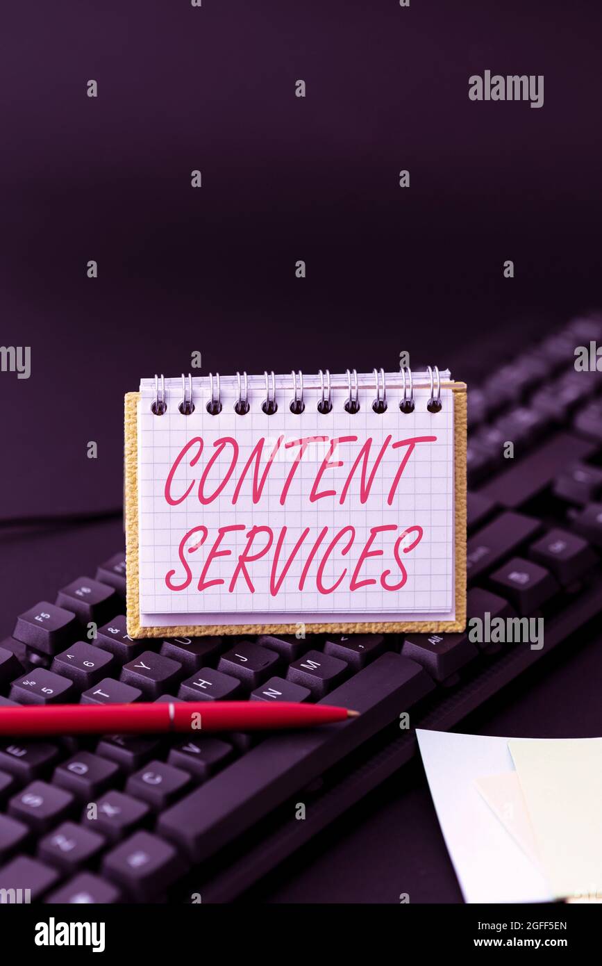 Hand writing sign Content Services. Conceptual photo delivers the ...
