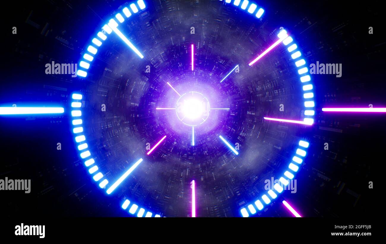 Glowing Neon Light Laser Beam Space Tunnel VJ Background Stock Photo ...