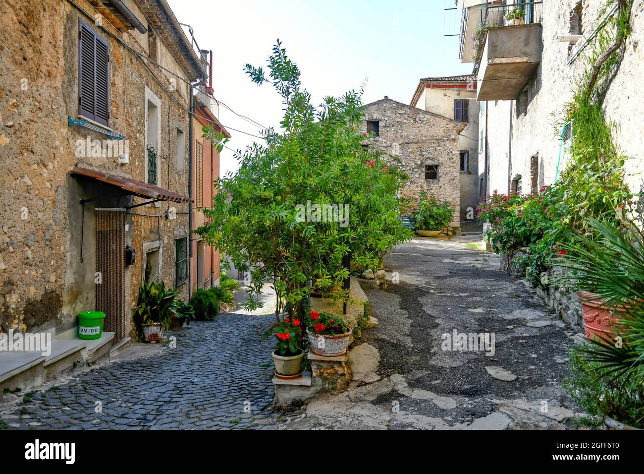 A characteristic street in Morolo, a medieval village in the province ...