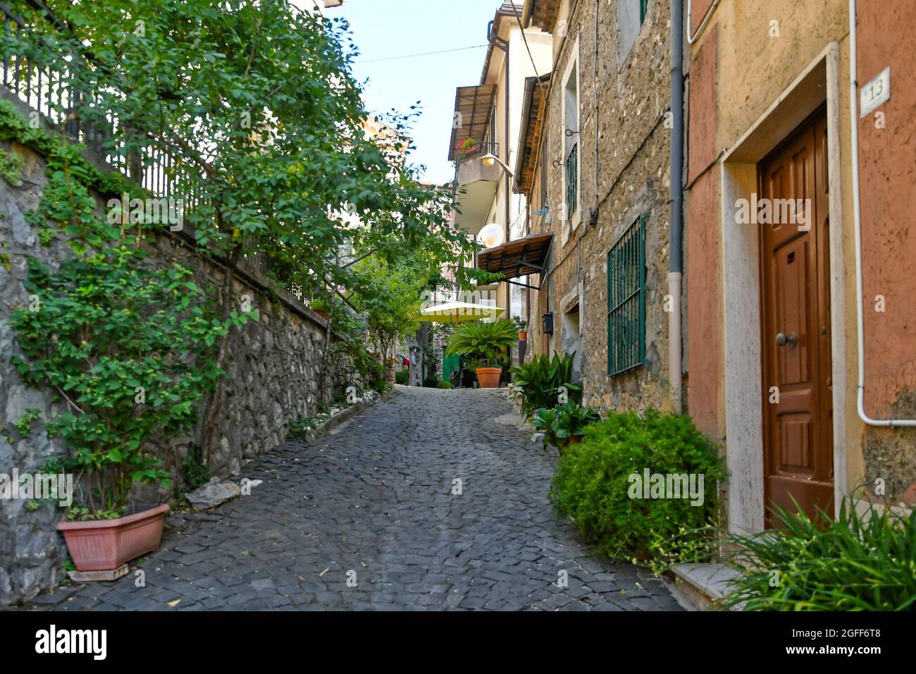 A characteristic street in Morolo, a medieval village in the province ...