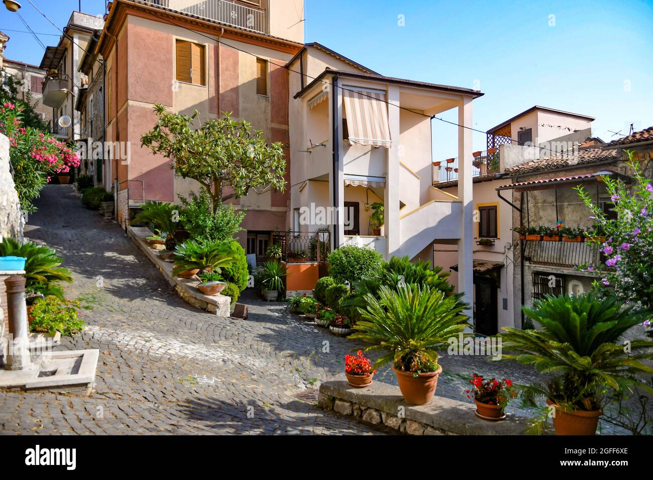 A characteristic street in Morolo, a medieval village in the province ...
