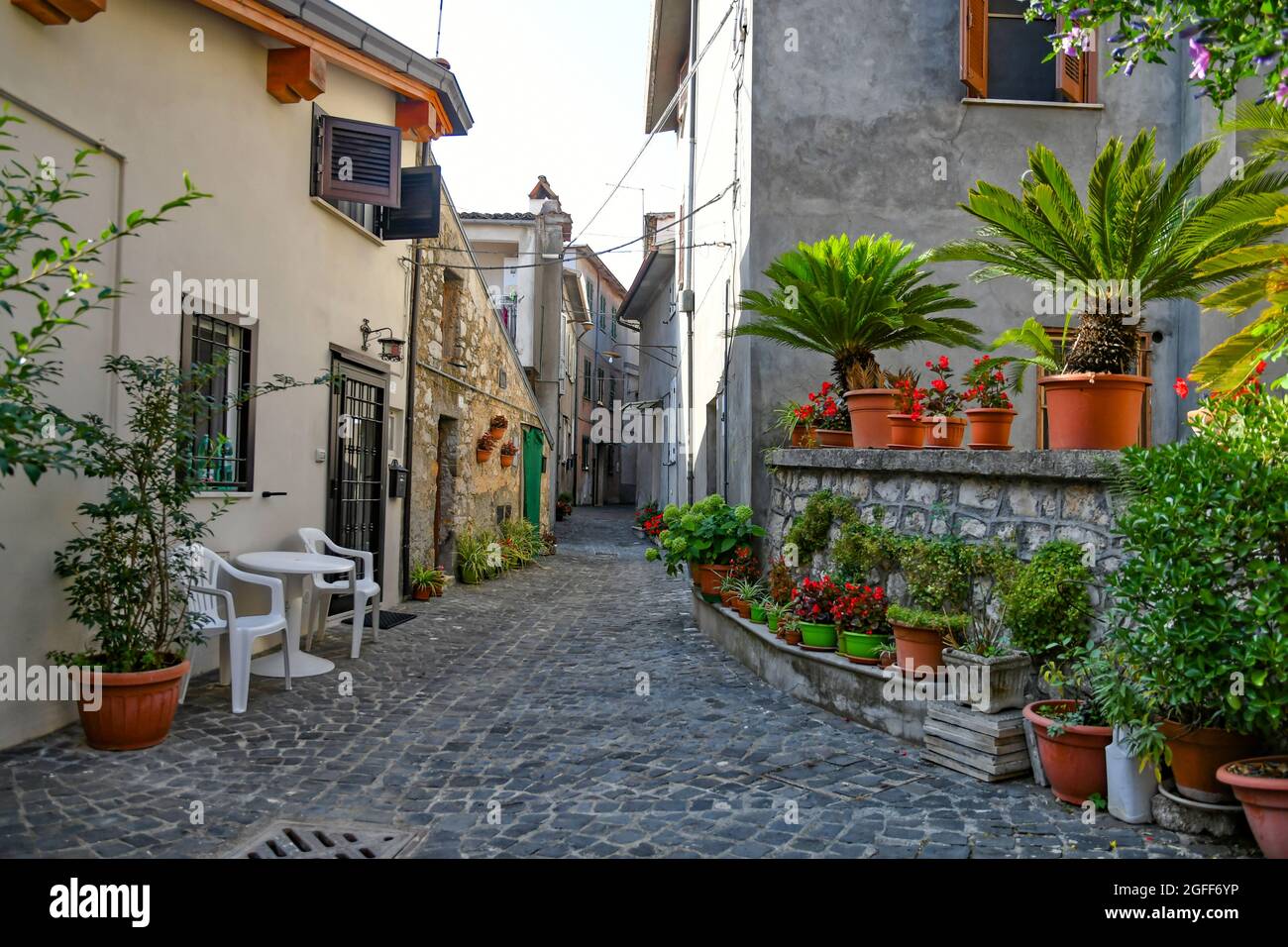 A characteristic street in Morolo, a medieval village in the province ...