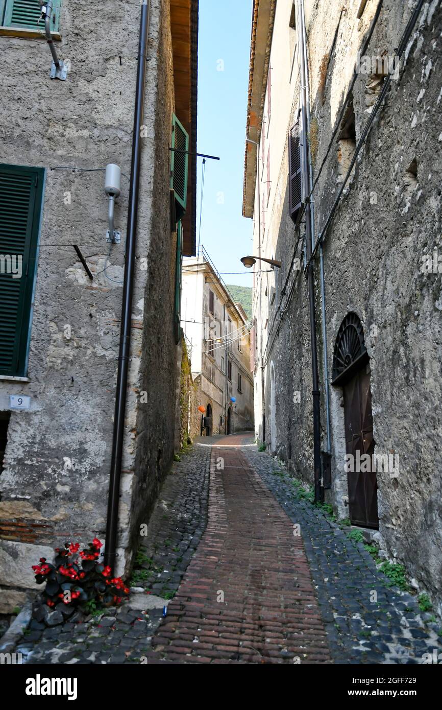A characteristic street in Morolo, a medieval village in the province ...