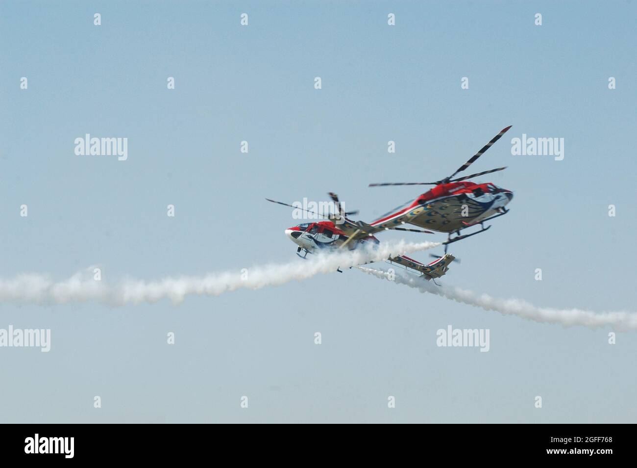 Sarang helicopter air display team of the Indian Air Force that flies ...