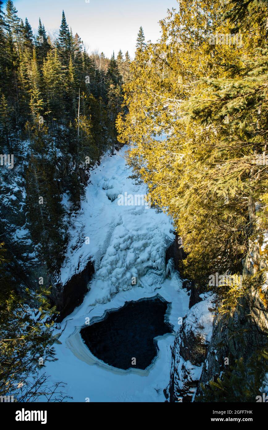 Brule River and Devil's Kettle Falls on a cold winter day; Judge CR ...