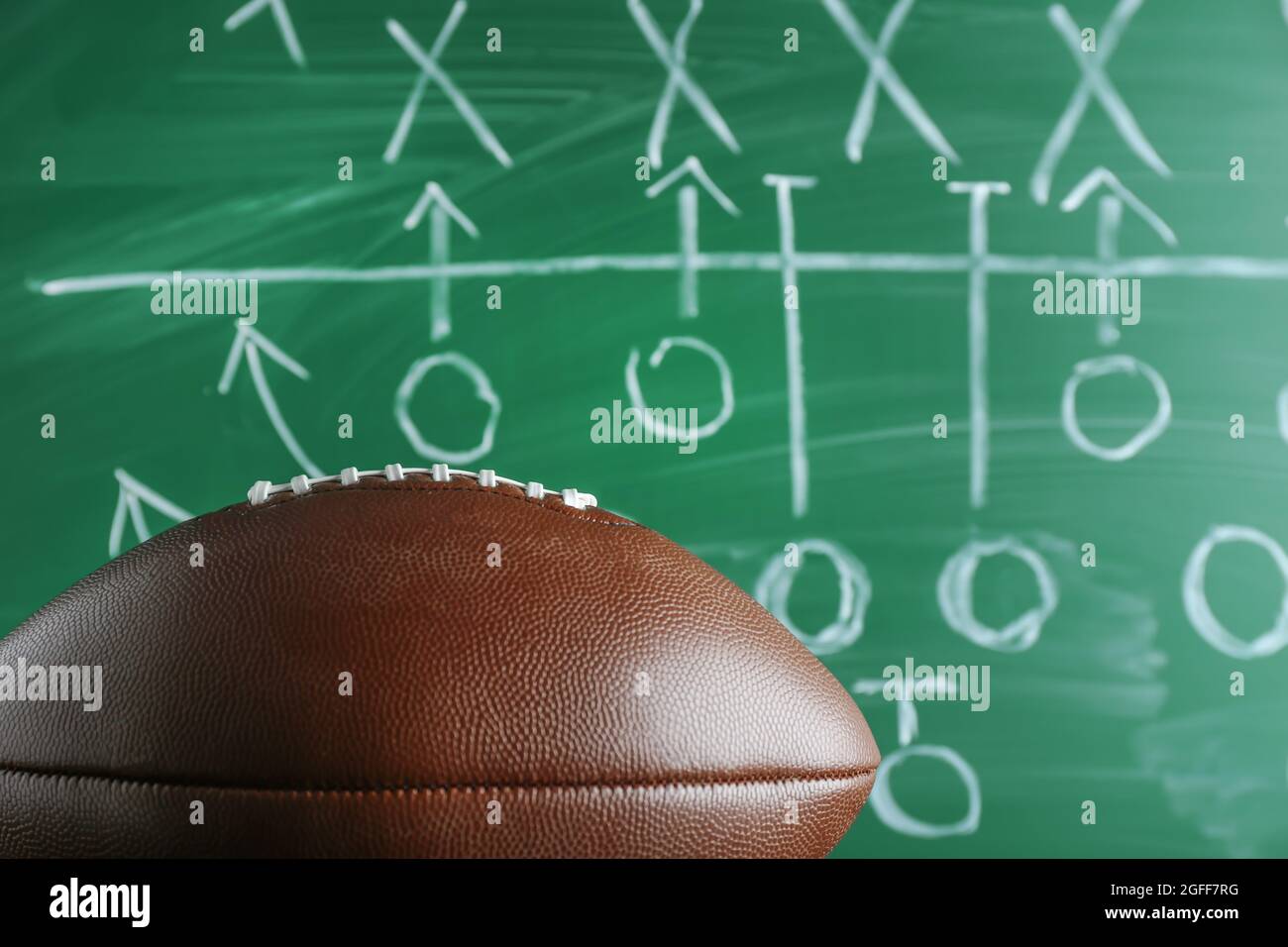 American football game strategy written with chalk on blackboard Stock ...