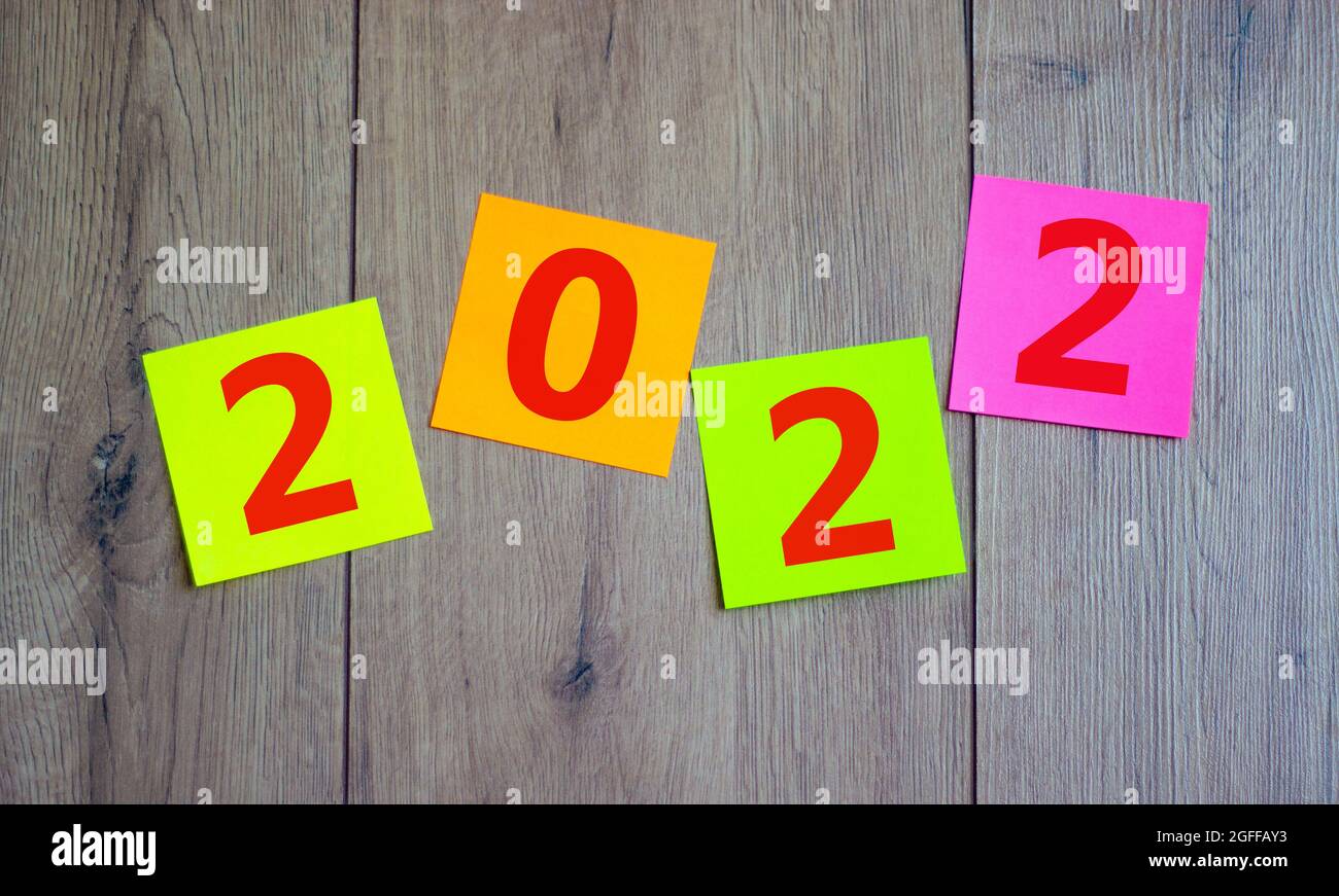 2022 happy new year symbol. Colored paper with number 2022 symbolize ...