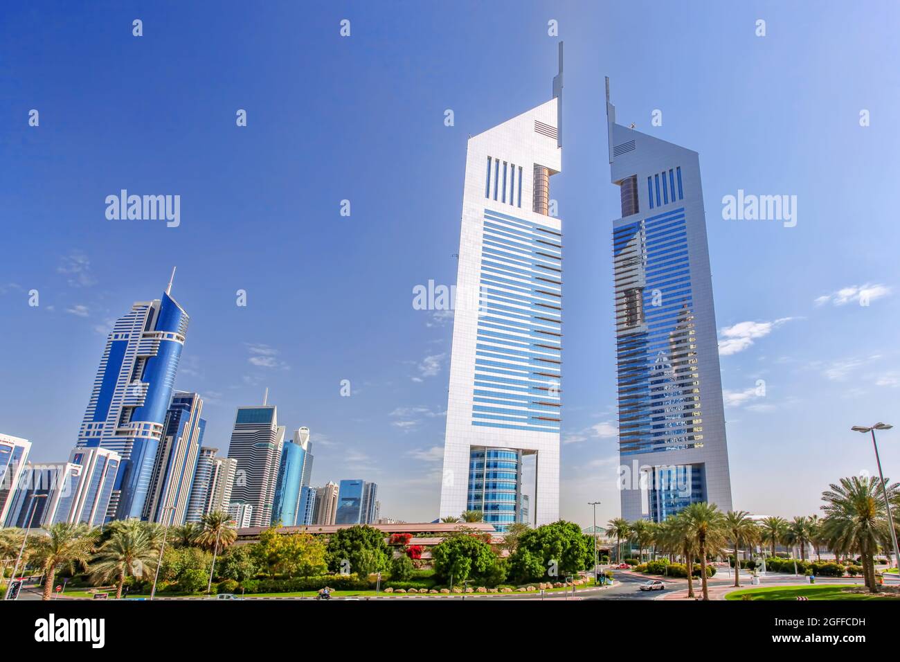Futuristic architecture in Dubai, Emirate towers, United Arab Emirates ...