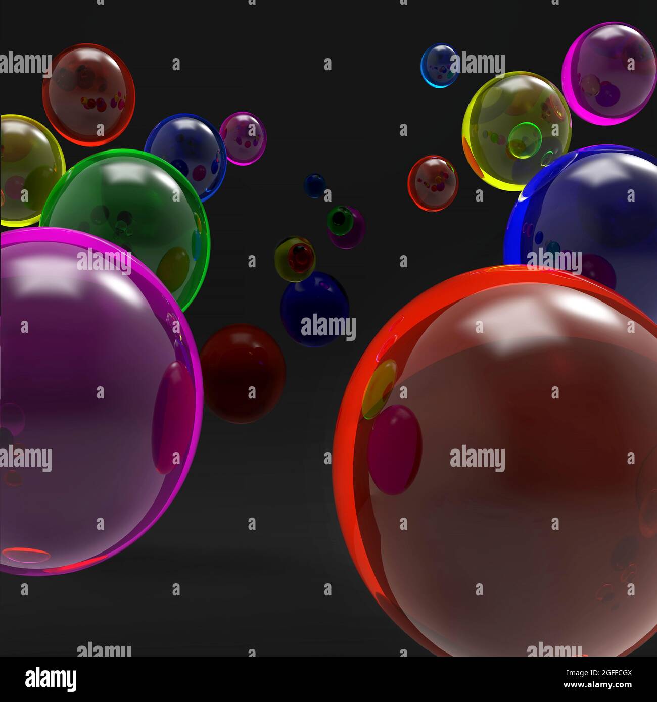 Abstract 3d illustration, geometric shapes. Multi coloured spheres and ...