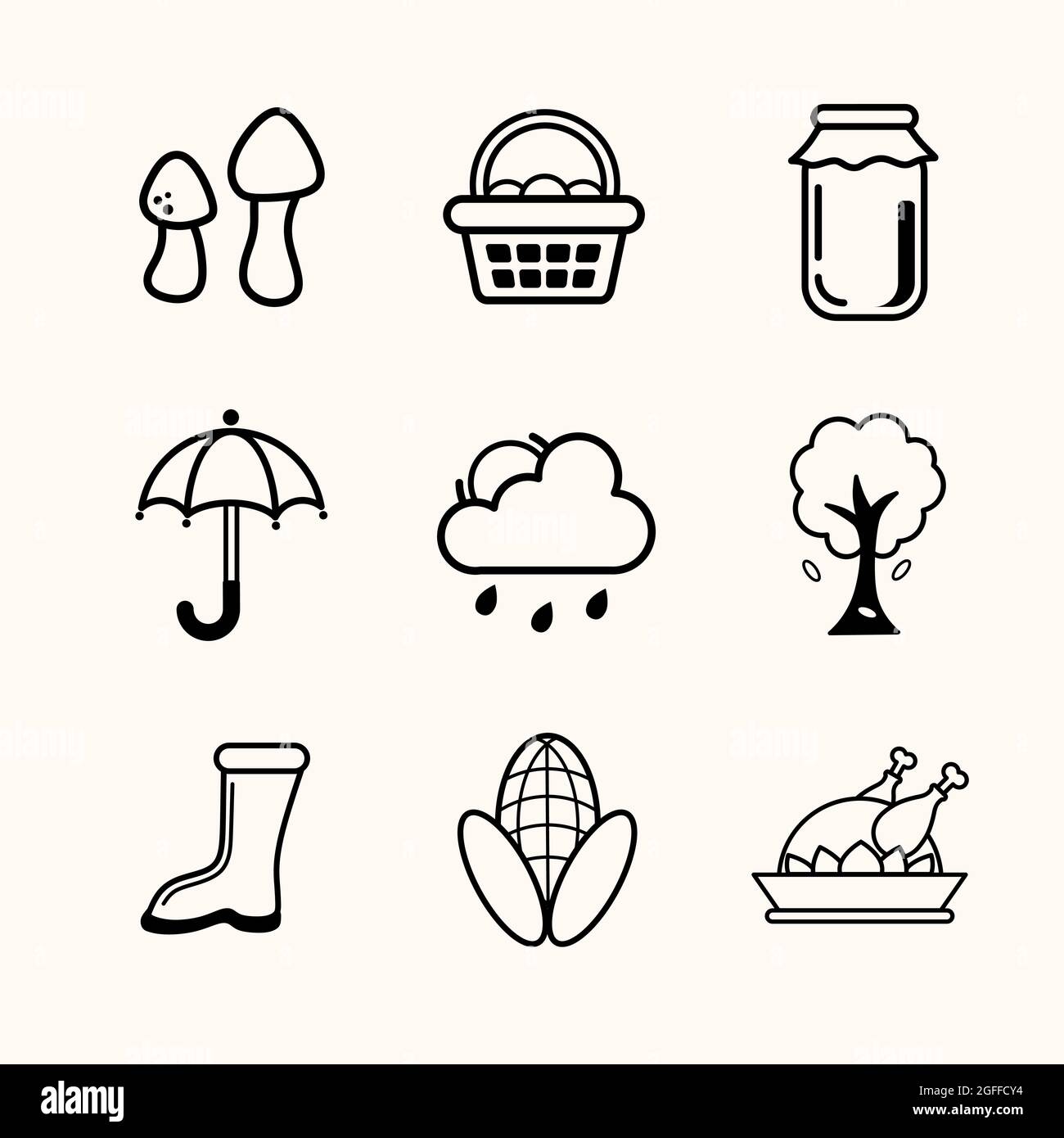 autumn icon set vector with only outline design additional image can be ...