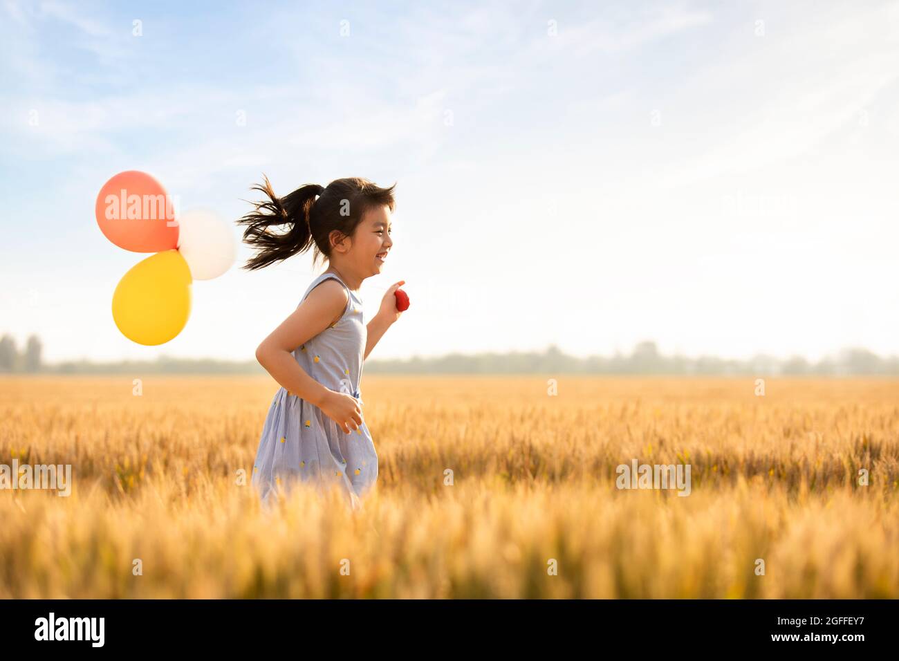 Little Girl Running In Field