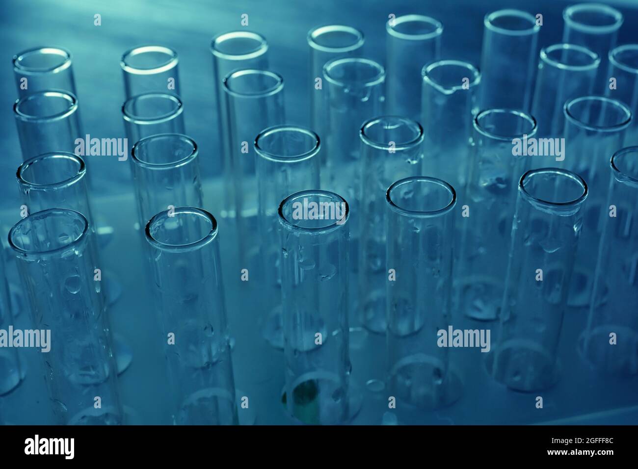 Test tubes, blue toned Stock Photo - Alamy