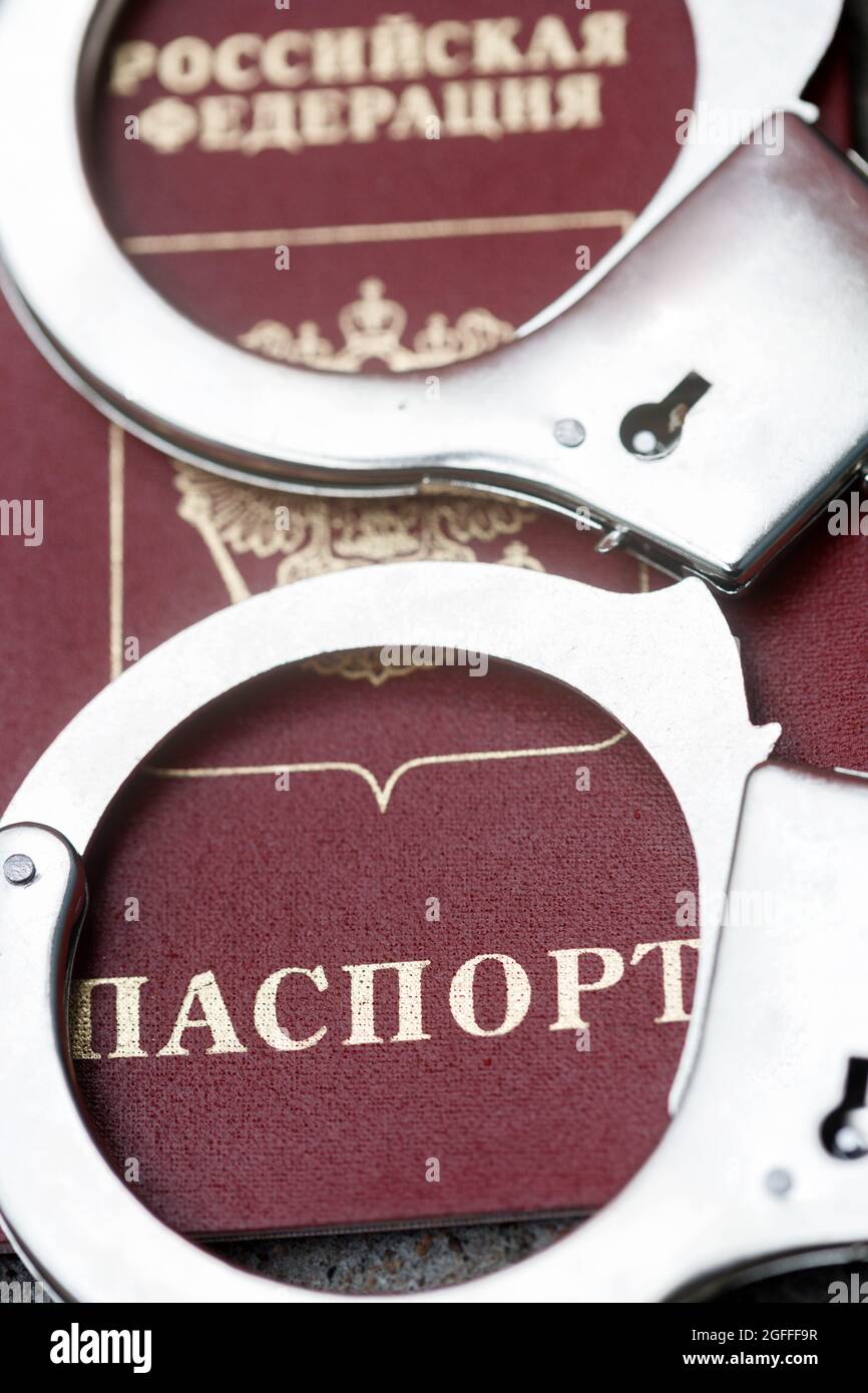 Handcuffs Are On The Passport Of The Russian Federation Punishment In