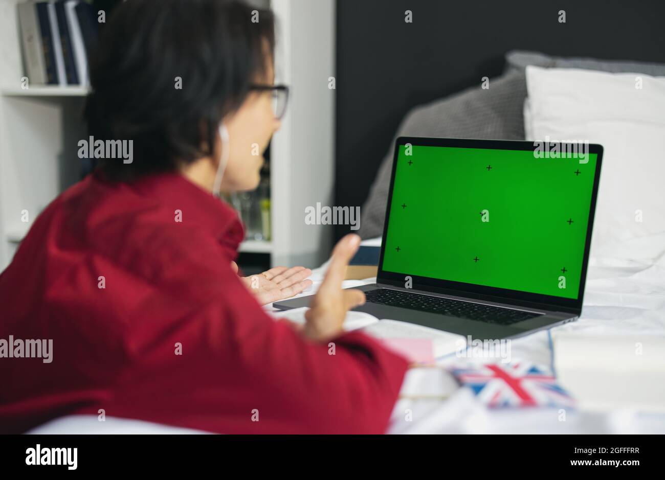 Green screen laptop for studying Stock Photo - Alamy