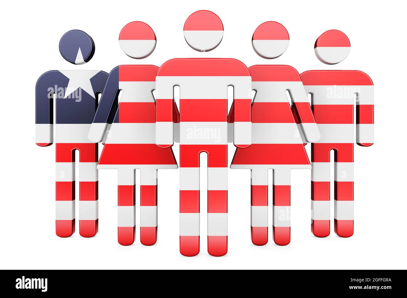 Stick figures with Liberian flag. Social community and citizens of ...