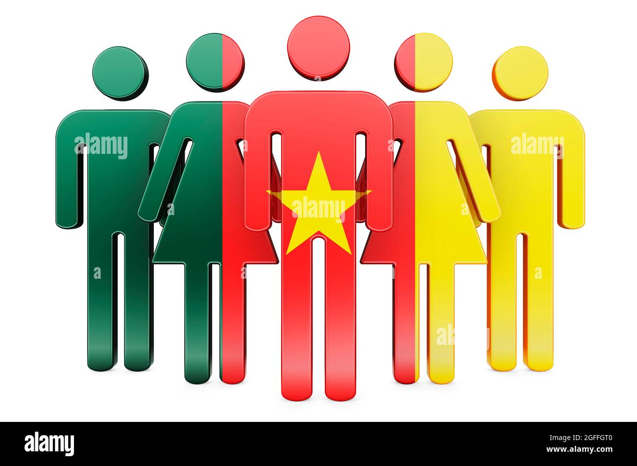 Stick figures with Cameroonian flag. Social community and citizens of ...