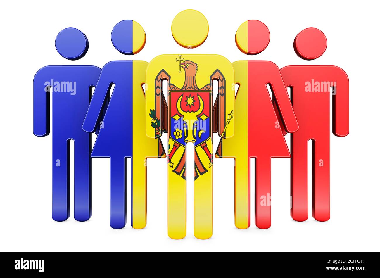 Stick figures with Moldovan flag. Social community and citizens of ...
