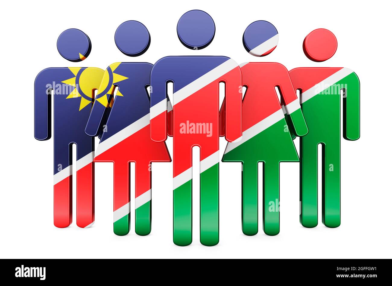 Stick figures with Namibian flag. Social community and citizens of ...