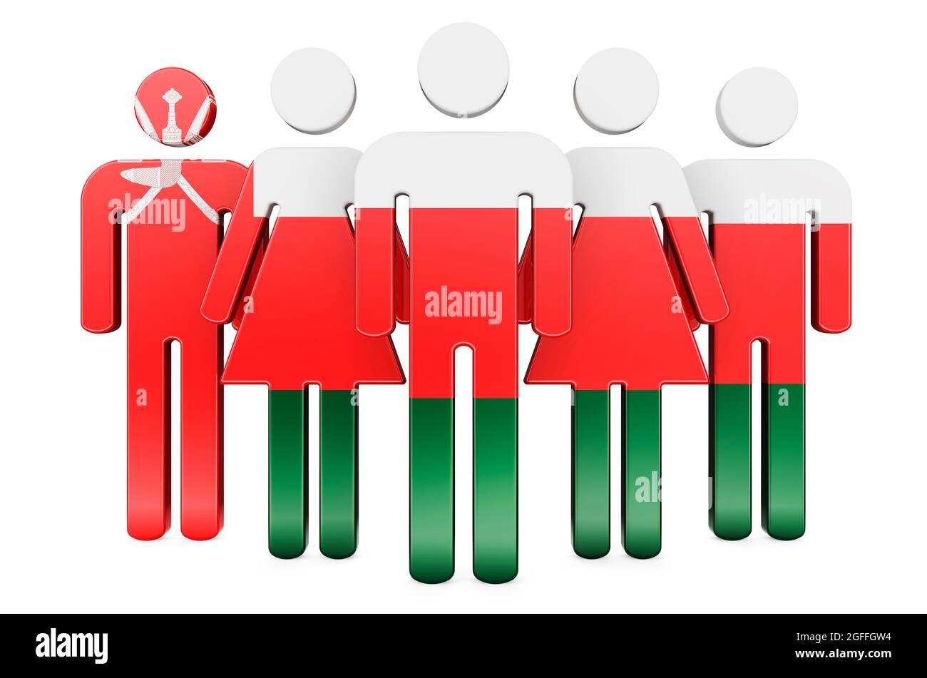 Stick figures with Omani flag. Social community and citizens of Oman ...