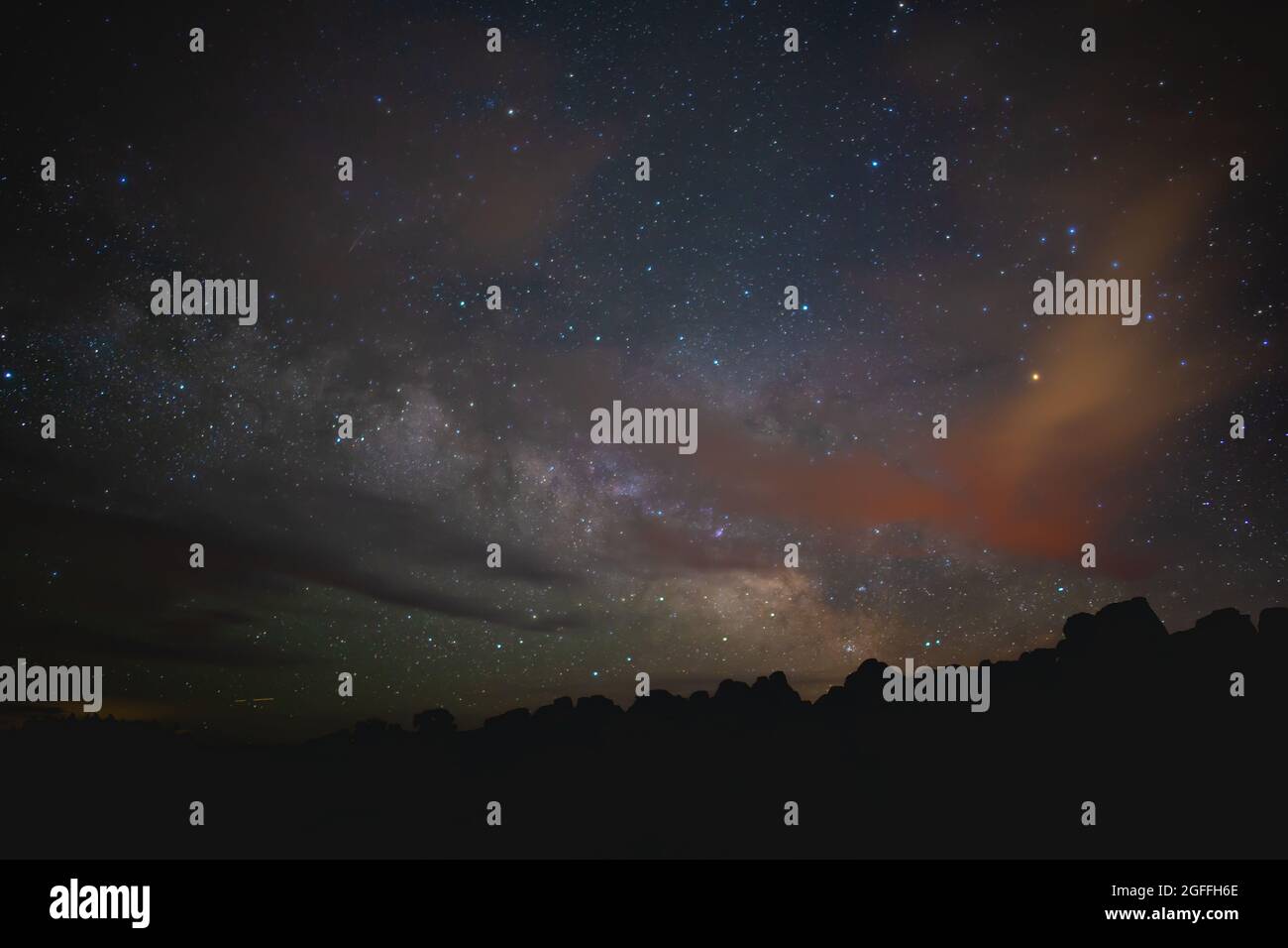 Night sky over the horizon at Arches National Park in Utah Stock Photo ...