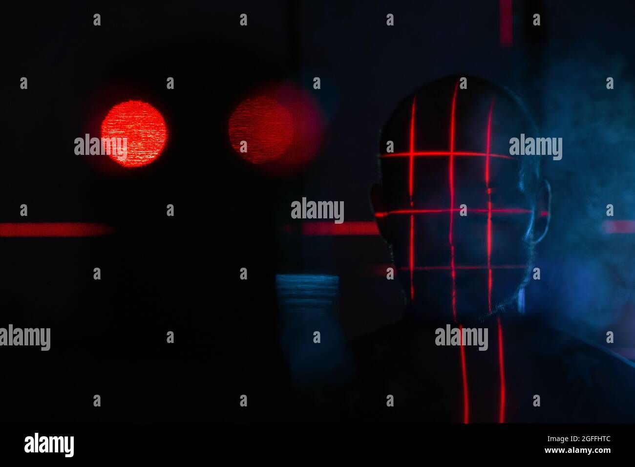 Concept Identify Illuminate Face Scan Red Laser. Biometric Futuristic ...