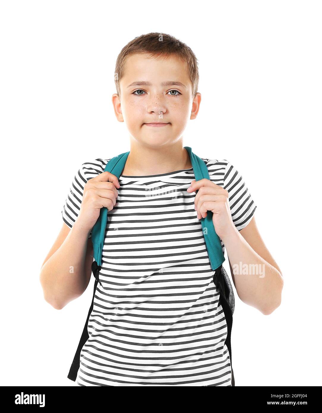 Cute schoolboy, isolated on white Stock Photo - Alamy