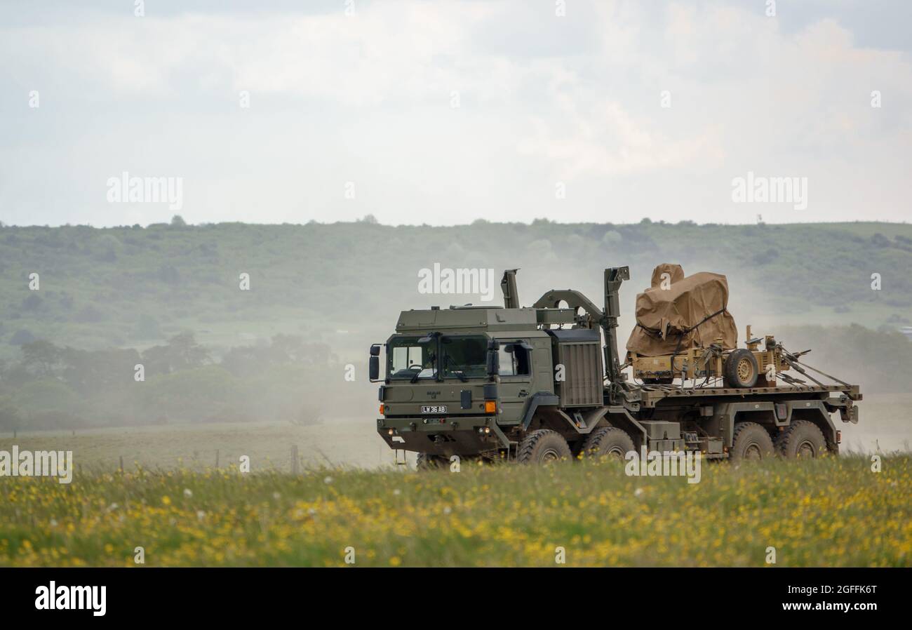 British army MAN HX77 SV 8x8 EPLS Heavy Utility Truck in action on a ...