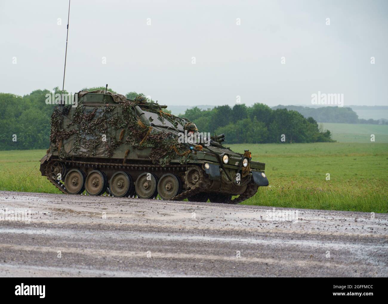 British army CVRT FV105 Sultan command and control vehicle in action on ...